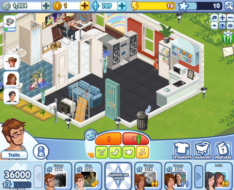 The sims social Facebook Trucs and Astuces: L'interface ? Je t'aide