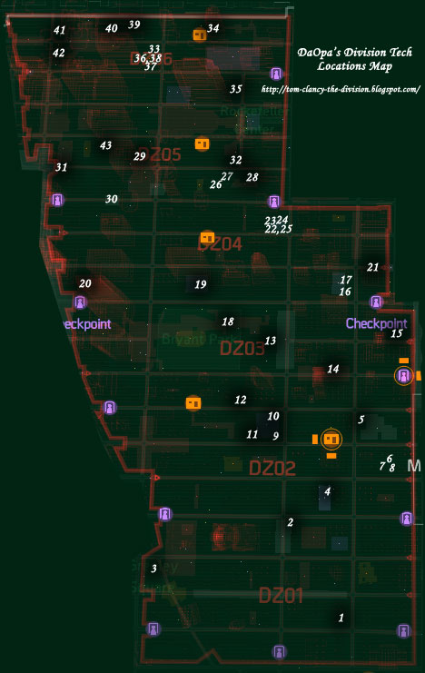 The Division: Division Tech Locations Map
