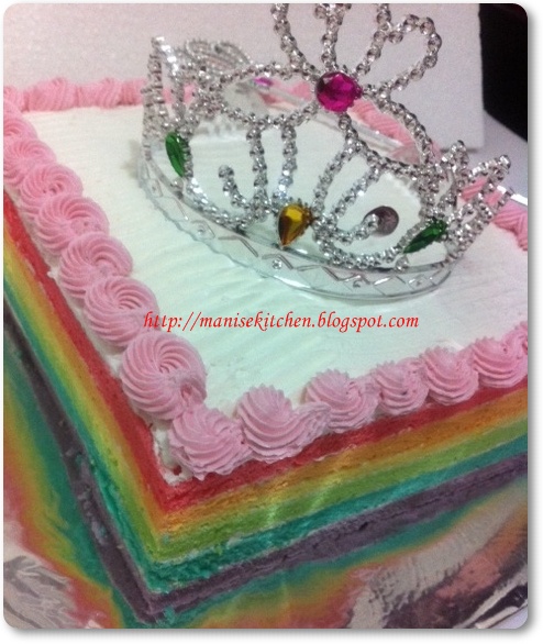 manise kitchen: Princess Rainbow Cake for Ayesha