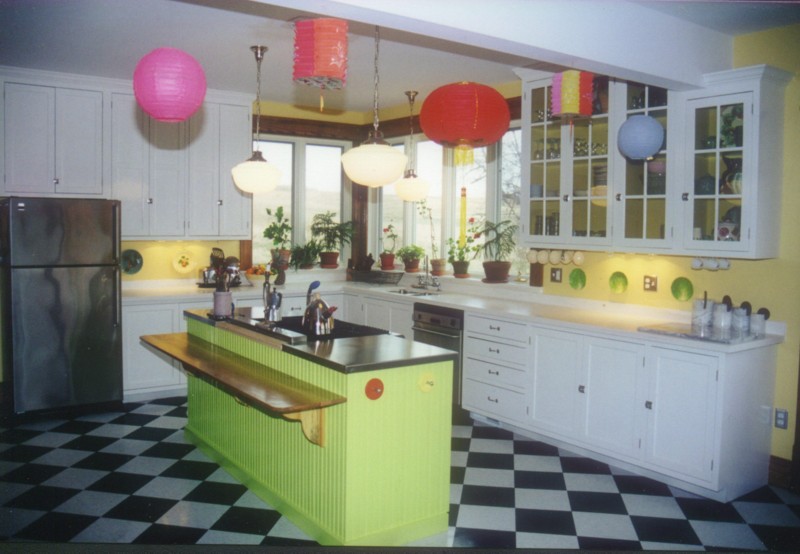 Michael Homchick Stoneworks: COLORFUL Painted kitchen cabinets