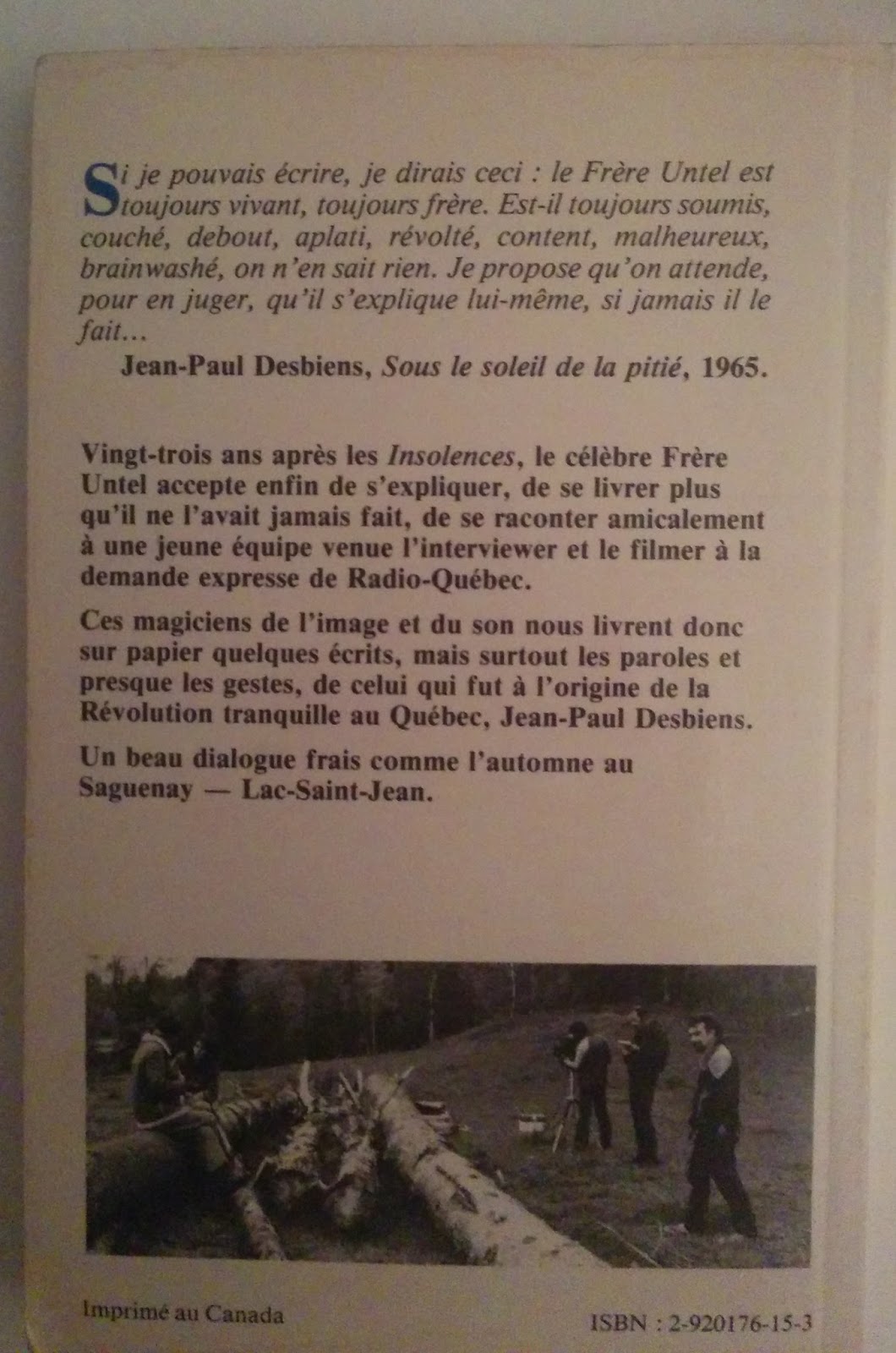 journal Marie-Reine Bellemare : Jean-Paul Desbiens (le Frère Untel ...