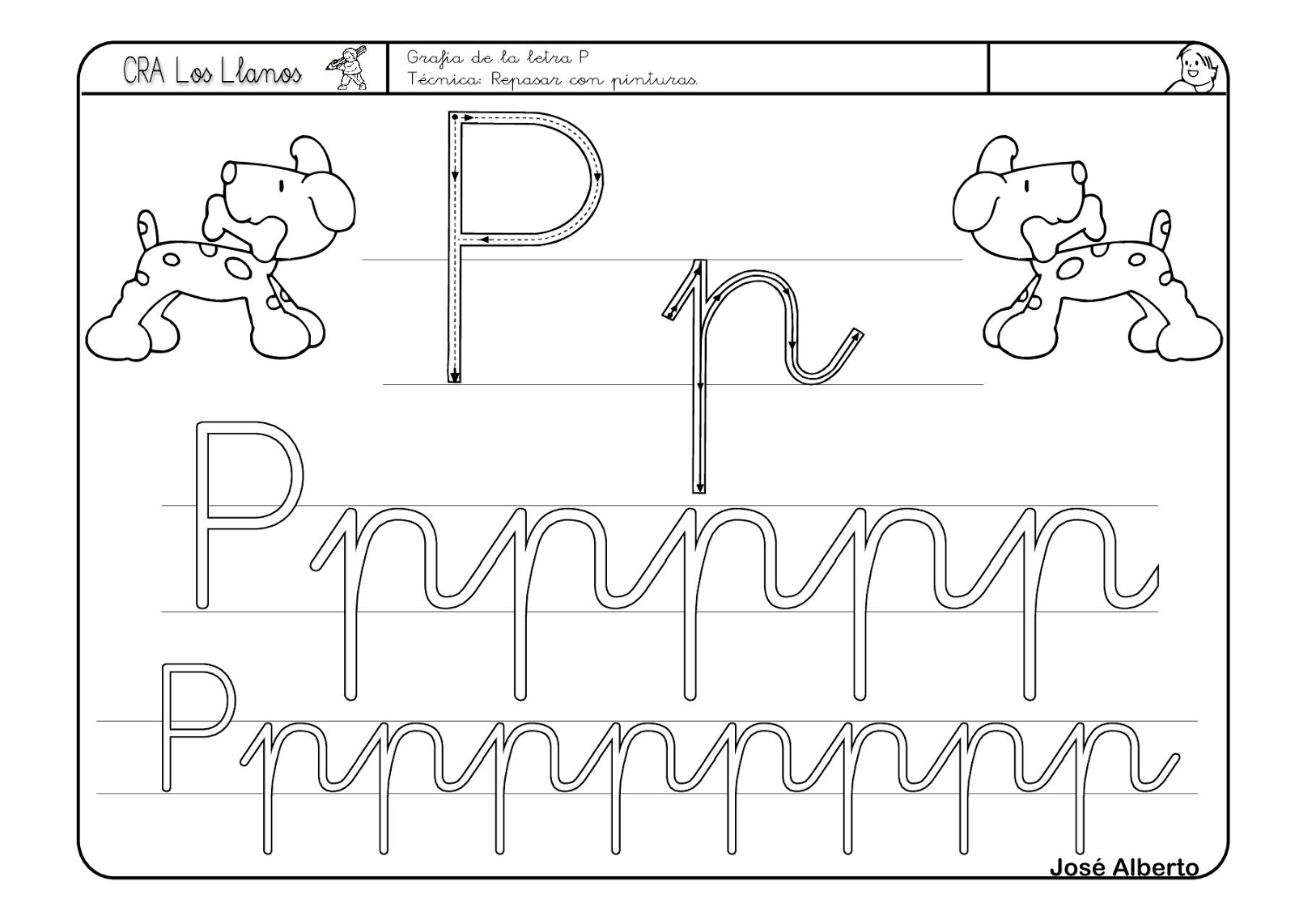 El rincón de las letras: trabajo para repasar la P