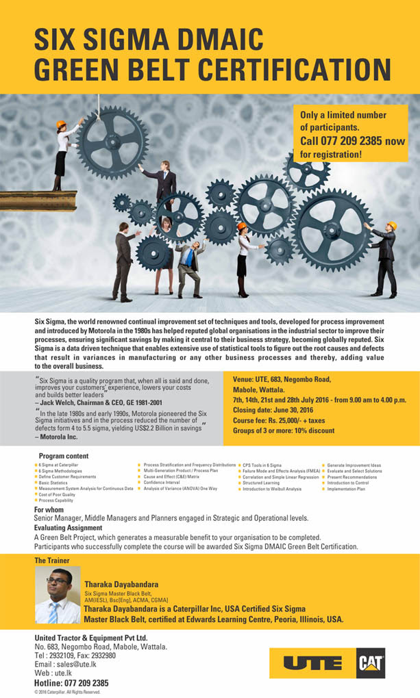 Caterpillar Six Sigma Green Belt Certification from UTE - The Creative ...