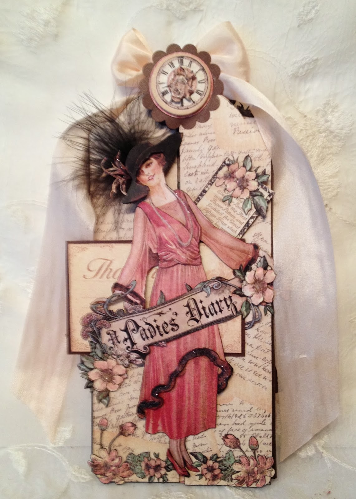 G45 A Ladies Diary Tag Card book mark and photo display - Base tutorial ...