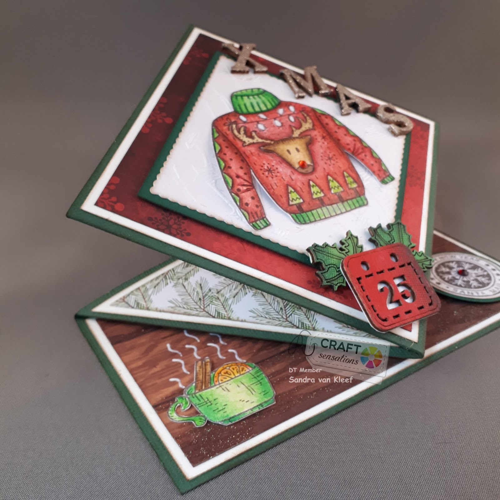 Craft Sensations: diamond fold pop up card....X-mas