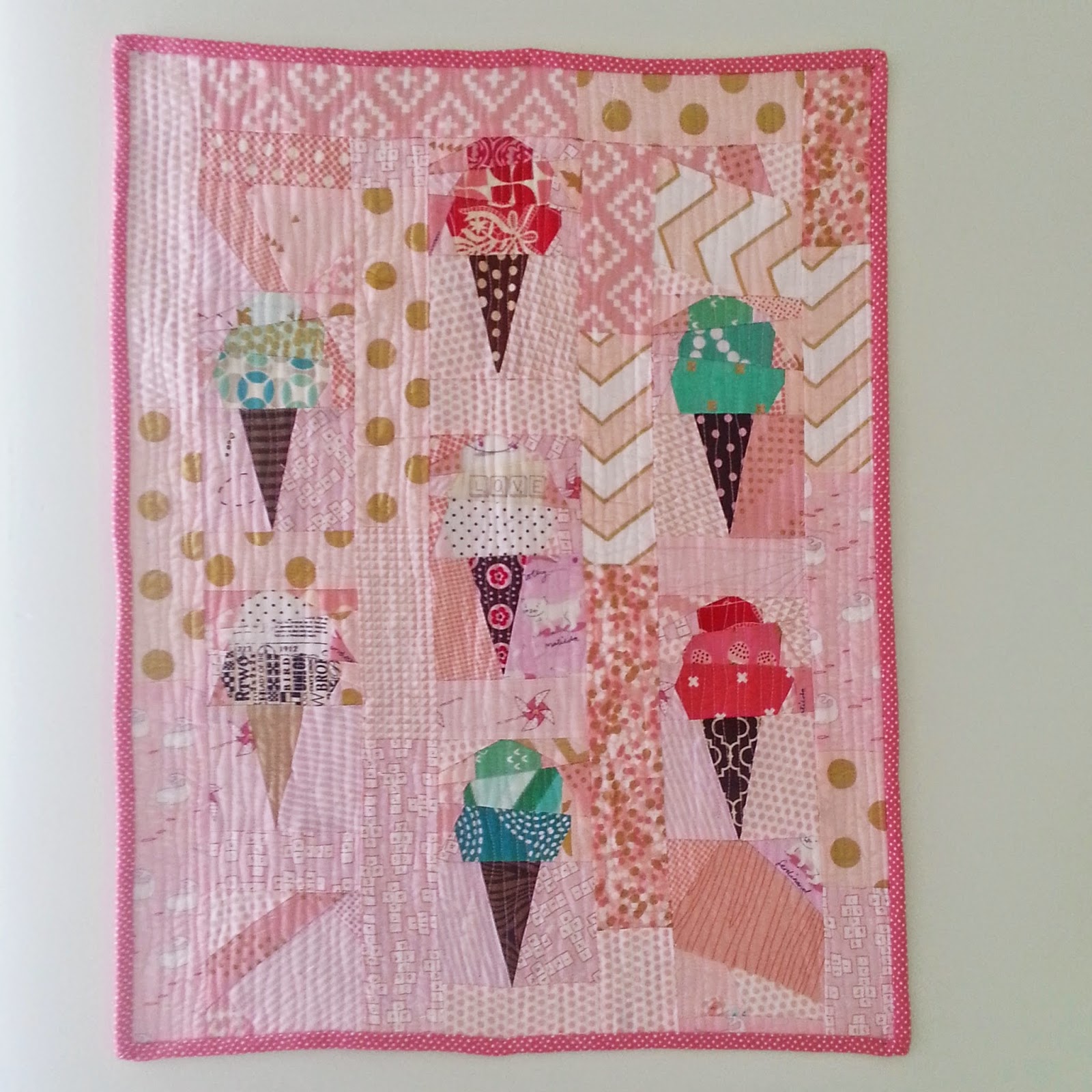 Quilt Story: Ice Cream Mini quilt finish....