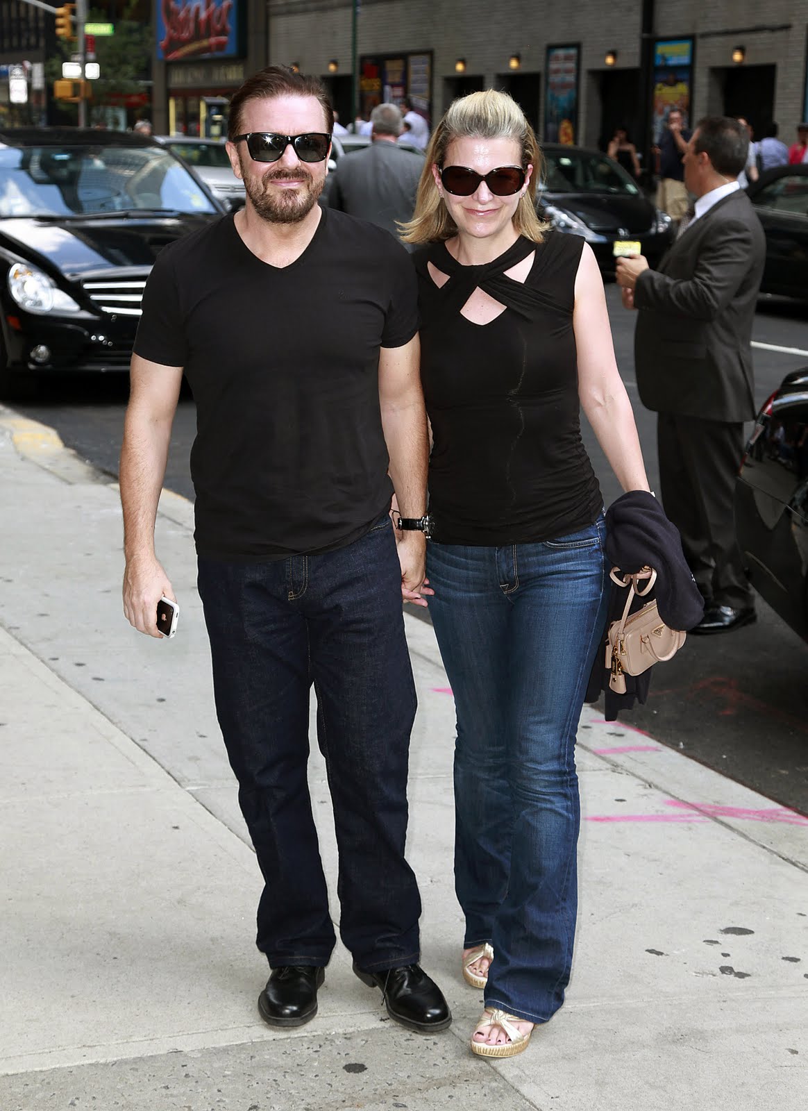 Ricky Gervais & Longtime Girlfriend Visit The Late Show