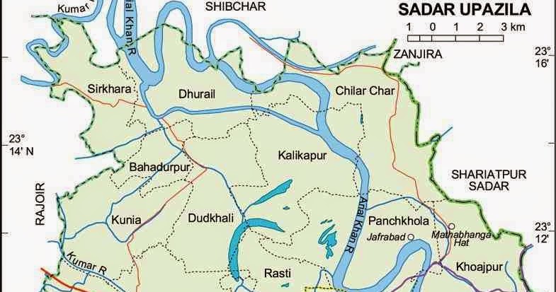 Madaripur Sadar Upazila Map, Madaripur, Bangladesh