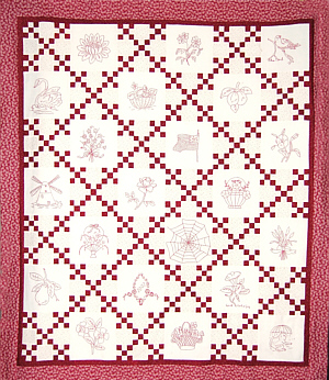 Two Bees Blog: Redwork Quilt
