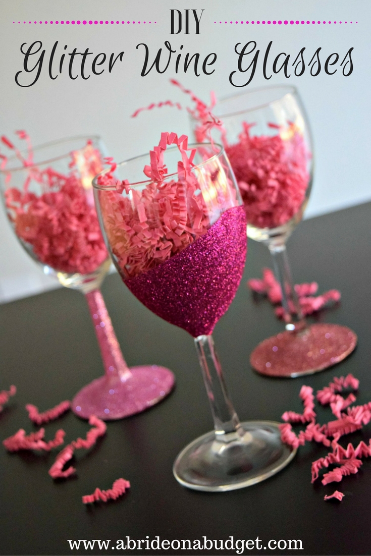 A Bride On A Budget Diy Glitter Wine Glasses
