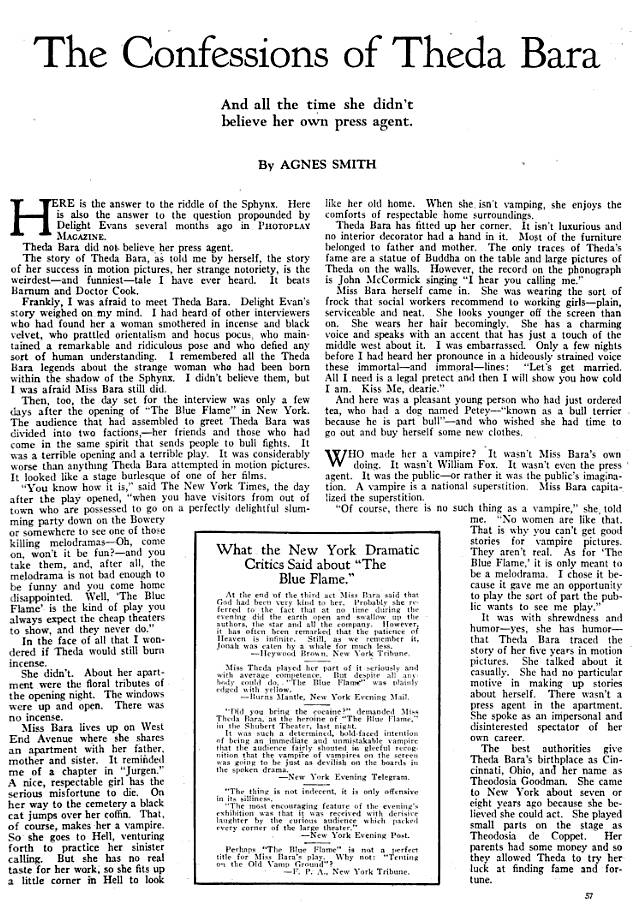 DECAYING HOLLYWOOD MANSIONS: Theda Bara Magazine Profiles From 1933 & 1920