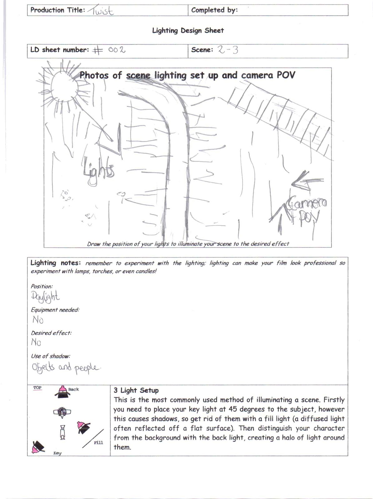 Foundation Portfolio: Lighting Design Sheet #002