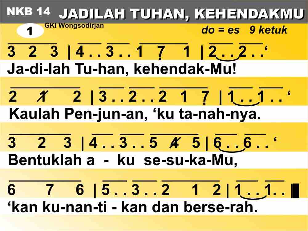Lirik dan Not NKB 14 Jadilah Tuhan, KehendakMu