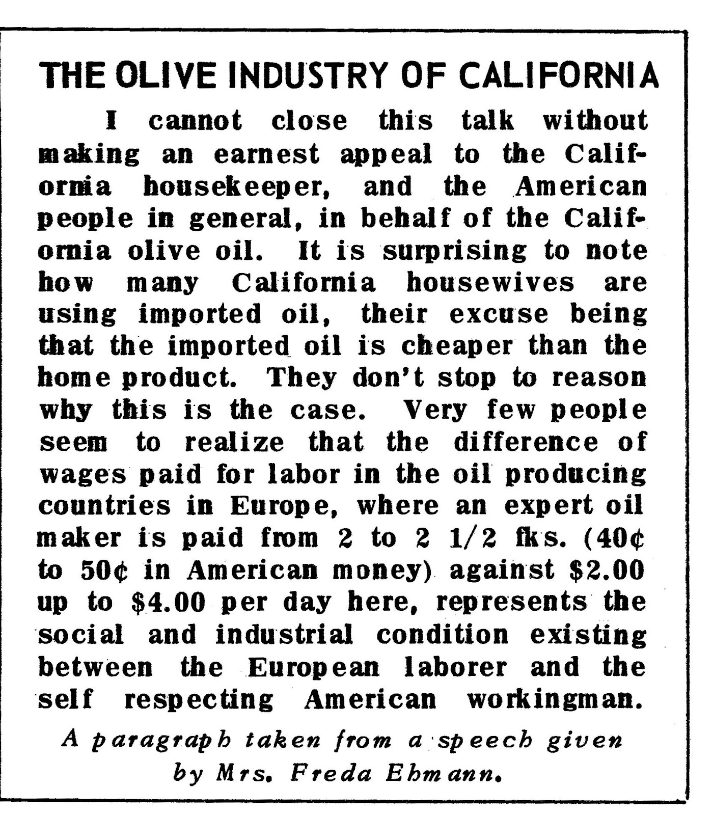 Olive Yuba: Freda Ehmann and Community Entrepreneurship