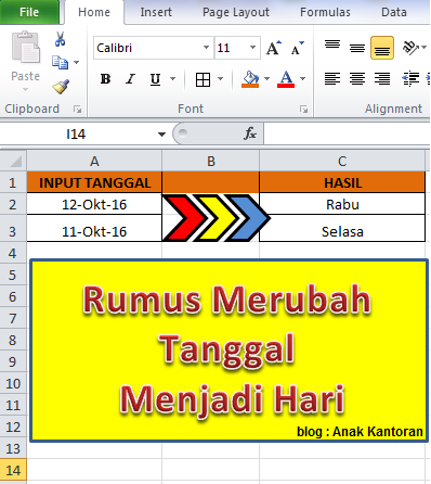 Rumus di Excel Untuk Menampilkan Nama Hari Secara Otomatis ~ Anak Kantoran