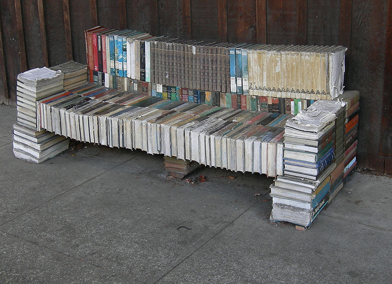 benchsite: A stack of book benches for World Book Day