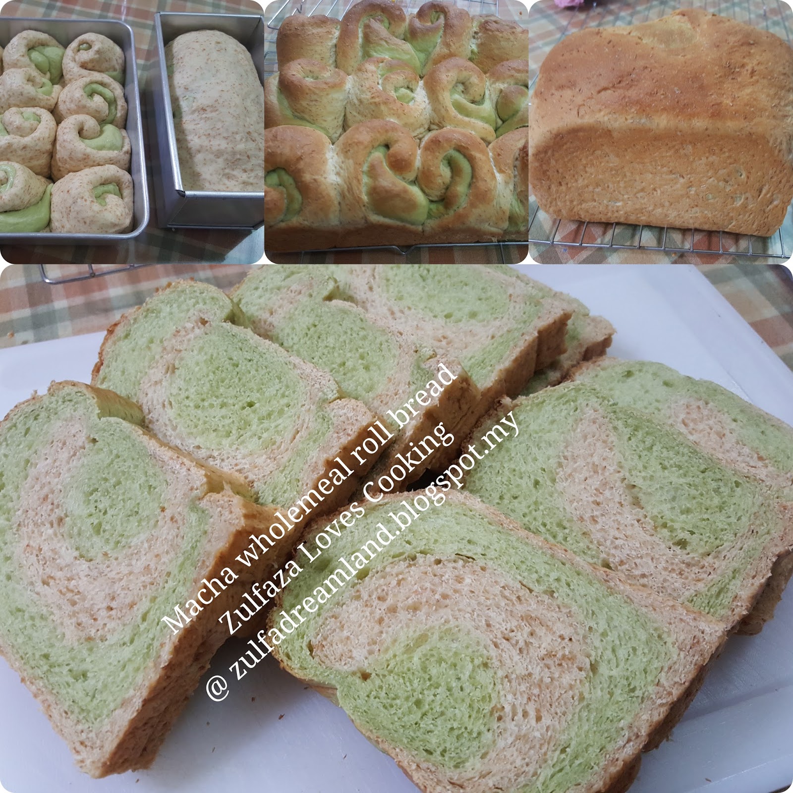 ZULFAZA LOVES COOKING: Matcha and wholemeal roll