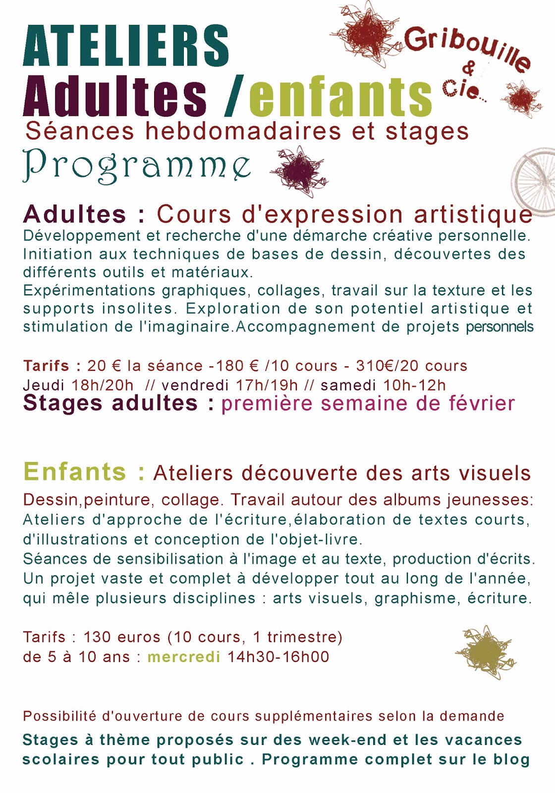 L'ATELIER D'AhN-Cé: LES ATELIERS D'ARTS VISUELS enfants