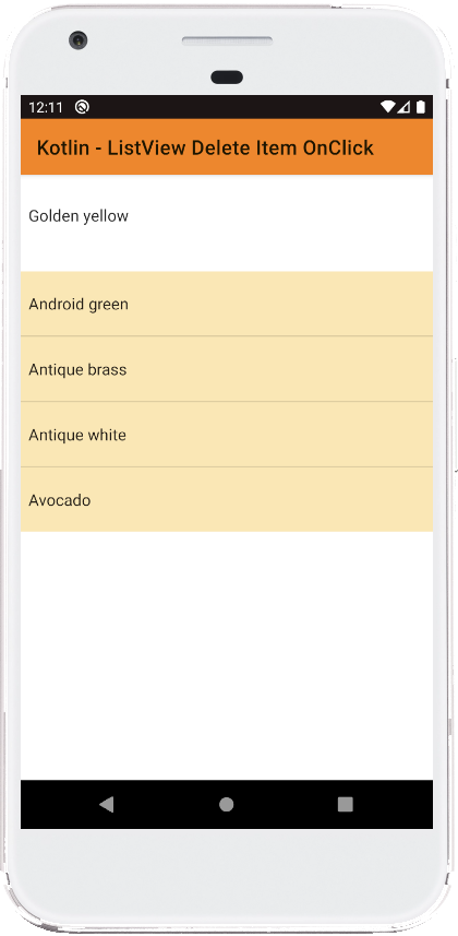 Android Kotlin Listview Delete Item On Click