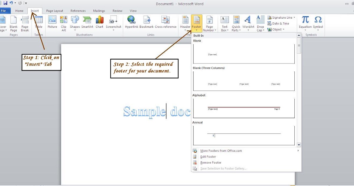 HOW TO How To Insert Footer In Microsoft Word 2010