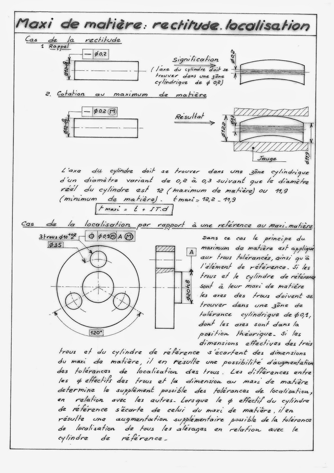 MECANIQUE EN LIGNE: Cours tolérances géométriques - maxi e matière ...