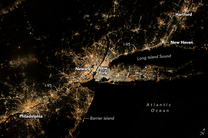 Friends of NASA: Northeastern United States at Night | International ...