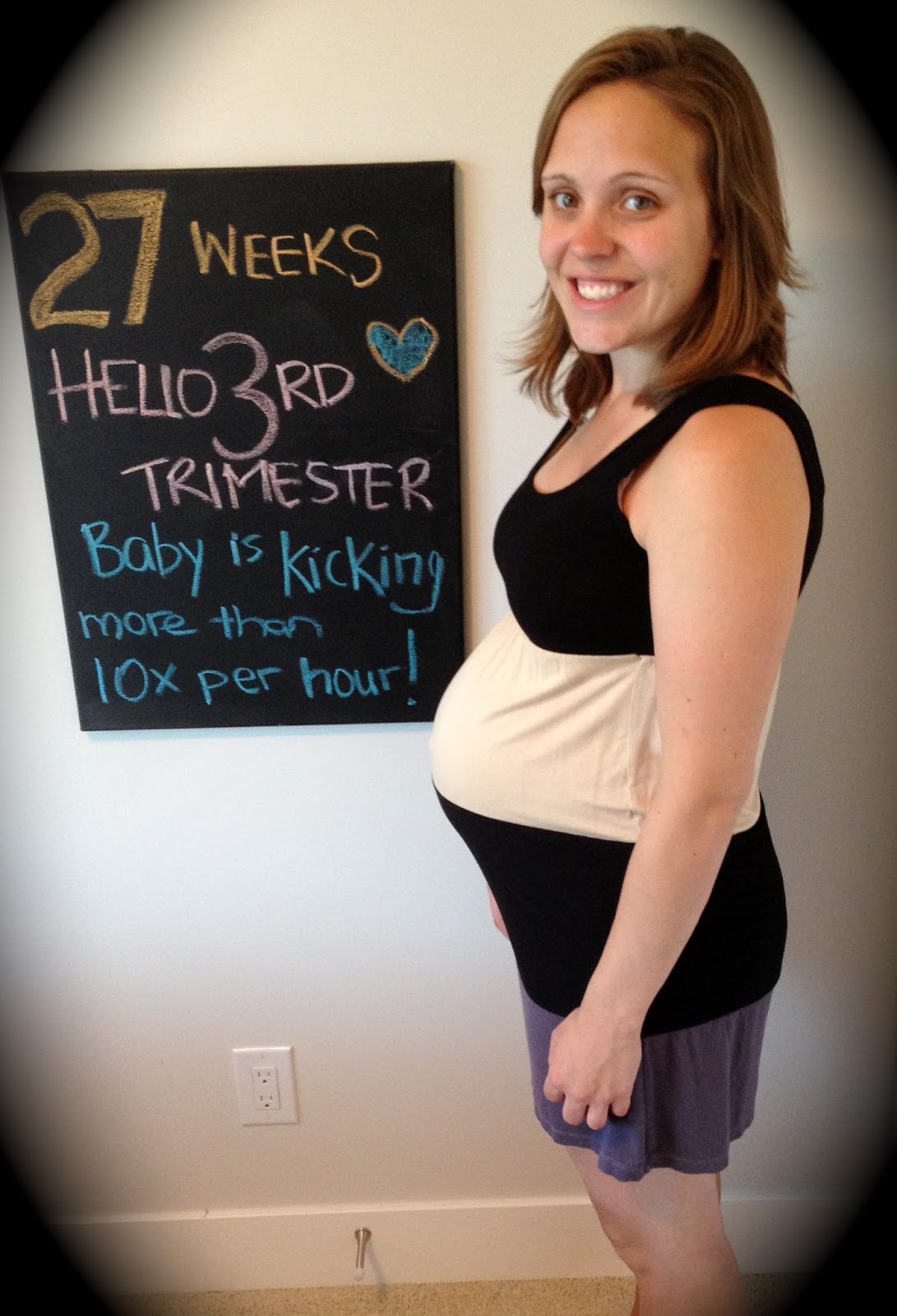 Gray Notes: hello 3rd trimester! 27 weeks chalkboard