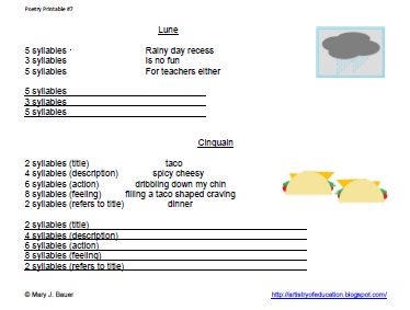 Artistry of Education: Poetry Printable #7