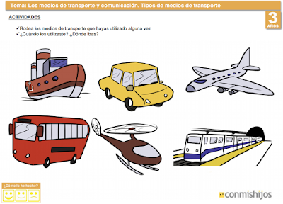 Recursos educativos TIC: Fichas para trabajar los medios de transporte