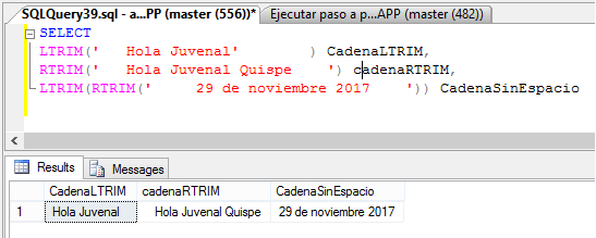 Eliminar espacios en blanco en SQL SERVER ~ BLOG JUVENAL