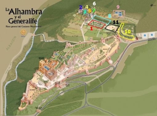 Granada: MAPA DE LA ORGANIZACIÓN DE LA ALHAMBRA