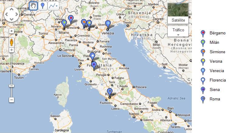 Diario de viaje: Italia - Ruta prevista