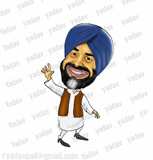 indian caricature: manpreet singh badal caricature and cartoon