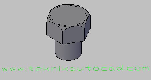 Cara menggambar baut di AutoCad ~ Tutorial AutoCad 3D