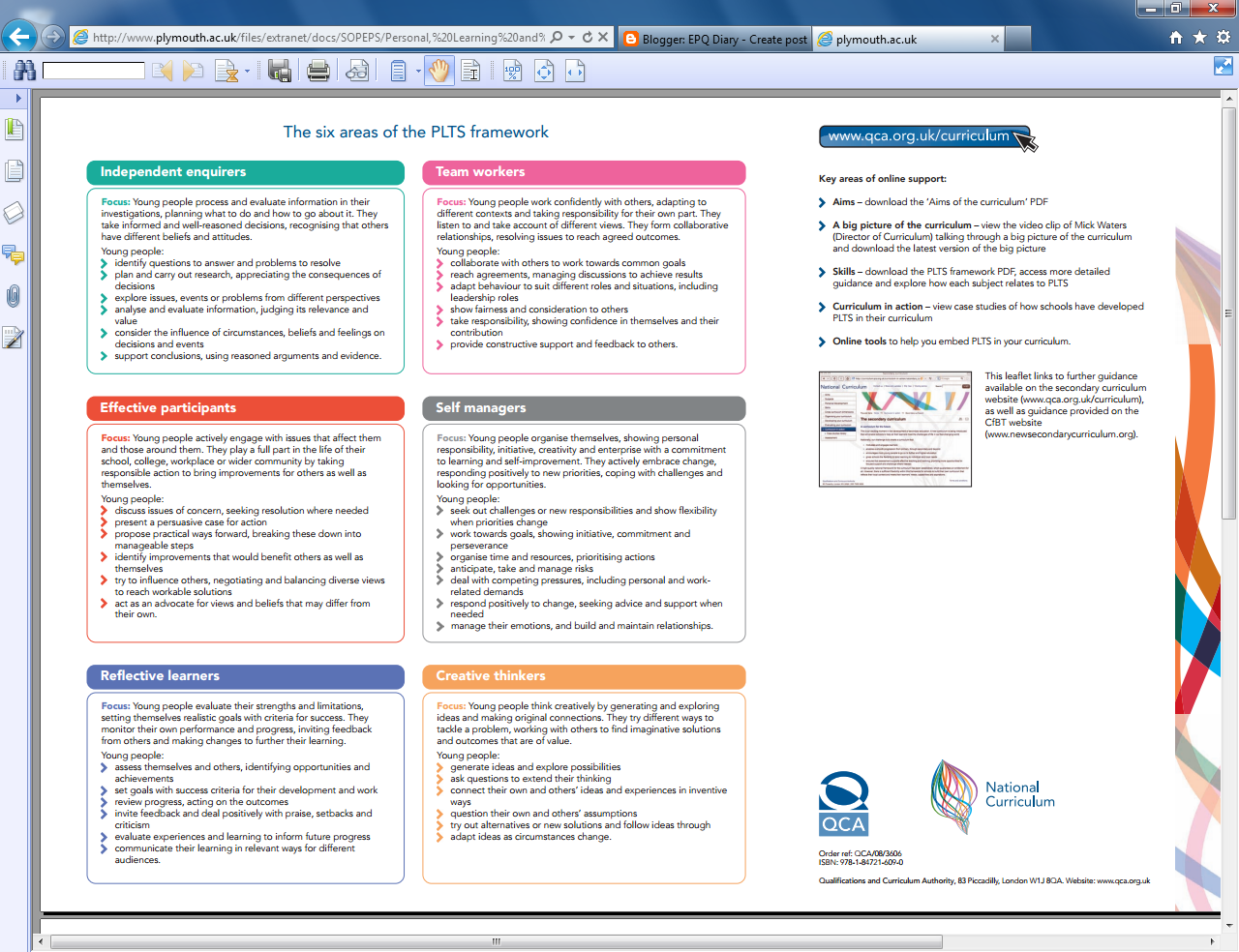 EPQ Diary: September 2013