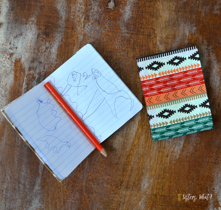 How To Cover Mini Notebooks With Fabric - Sisters, What!