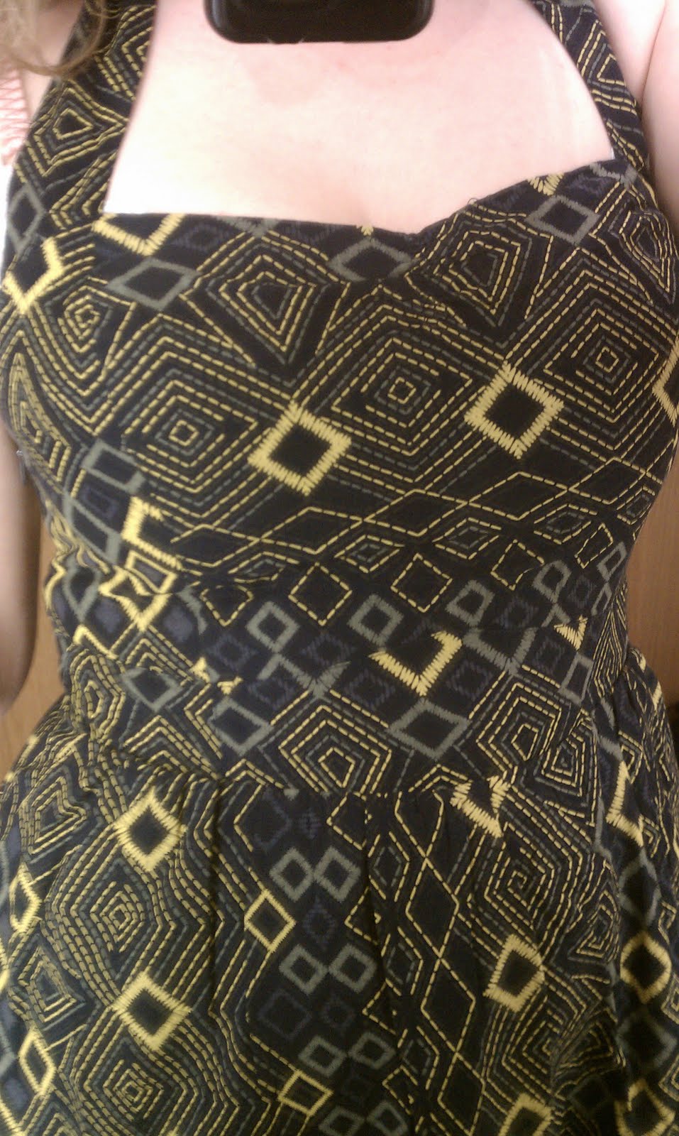 the delightful find: anthropologie rhythmic repetition dress fitting review