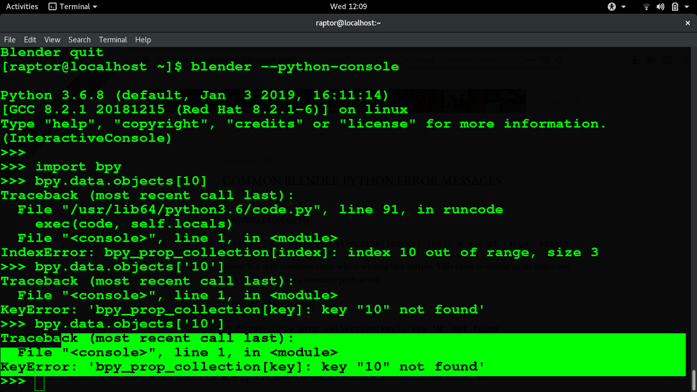 Common Blender Python Error Messages