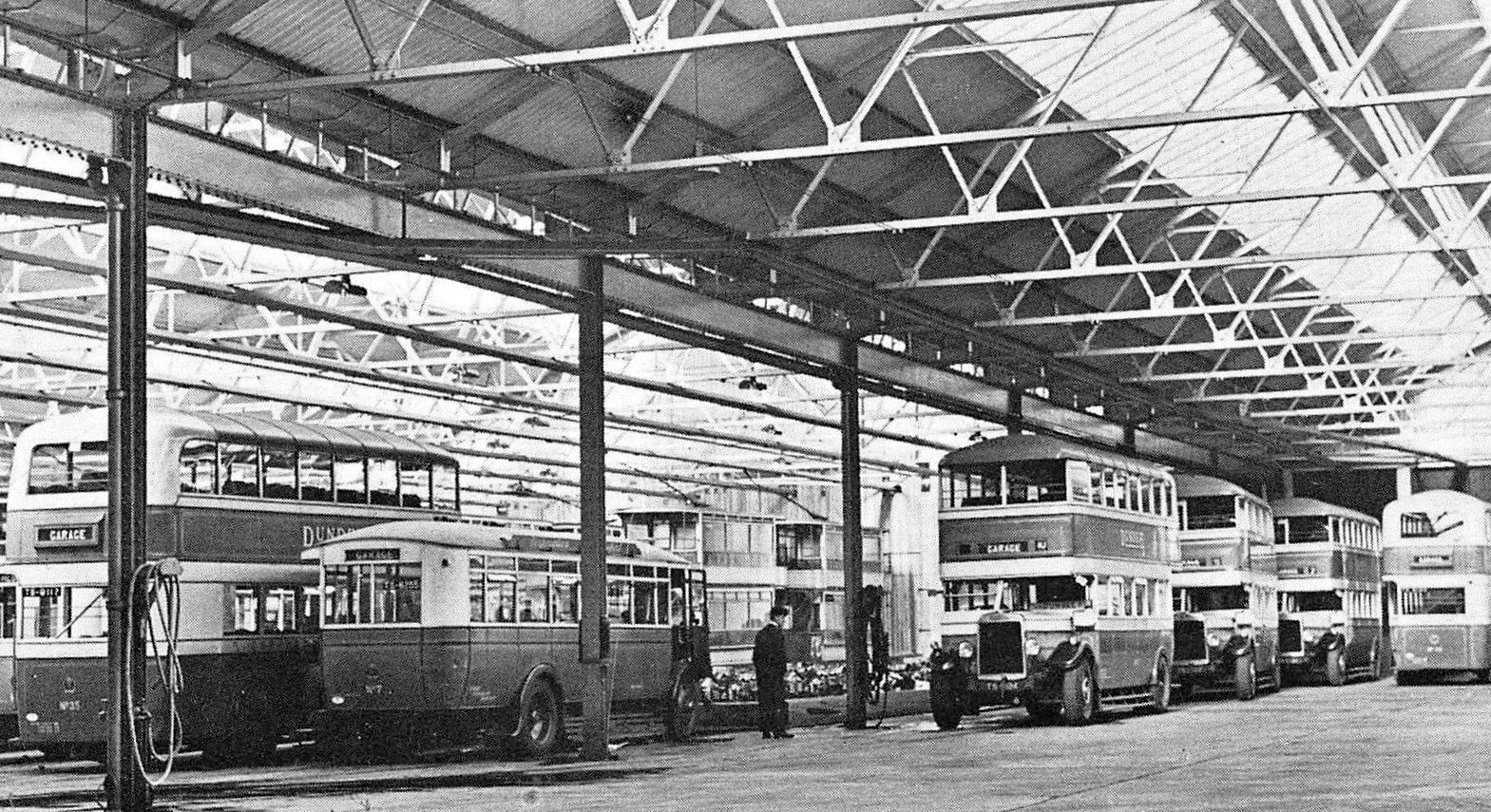 Tour Scotland: Old Photograph Passenger Bus Garage Lochee Dundee Scotland