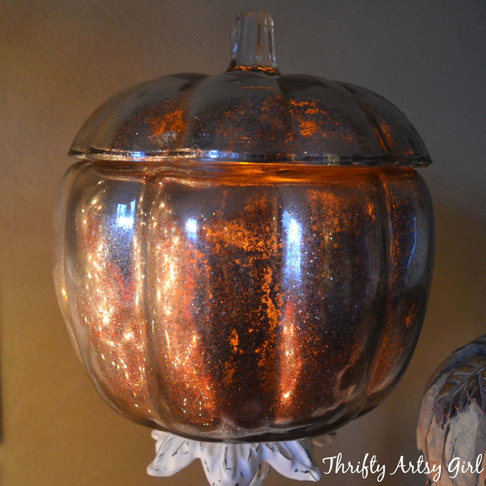 Thrifty Artsy Girl: DIY Gold Glitter Mercury Glass Pumpkin