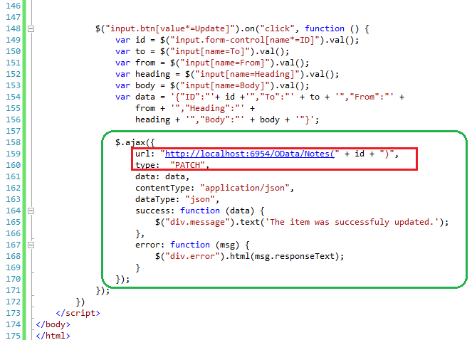 The Asp Mvc Club Create An Ajax Web Client For Odata Web Api Restful Service Patch Json
