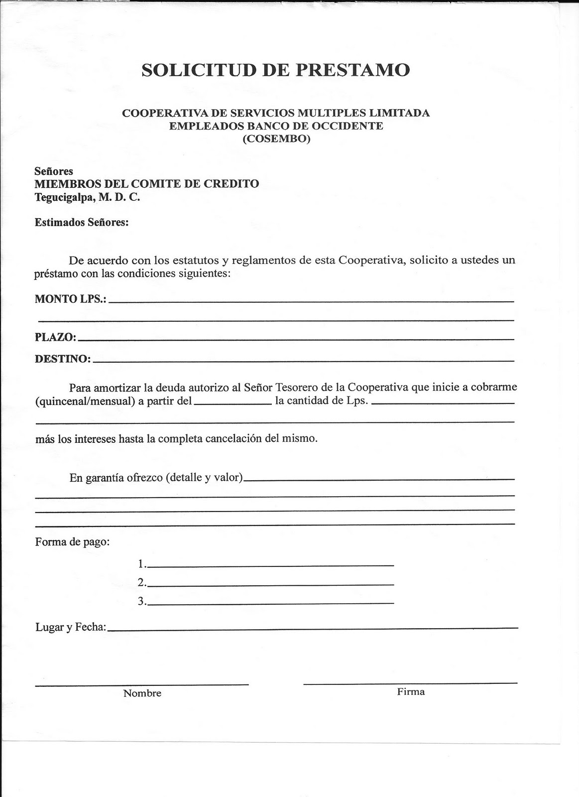 Modelo De Solicitud De Prestamo Para Construccion De Vivienda Dinero