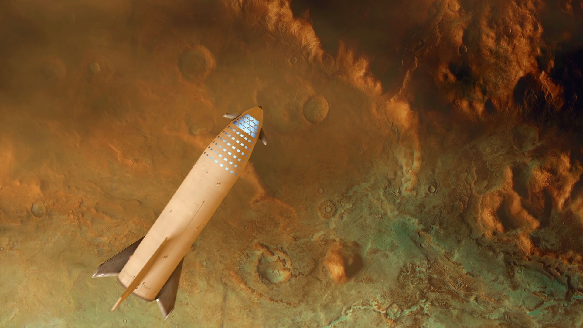 SpaceX Big Falcon Ship above Mars by HazeGrayArt | human Mars