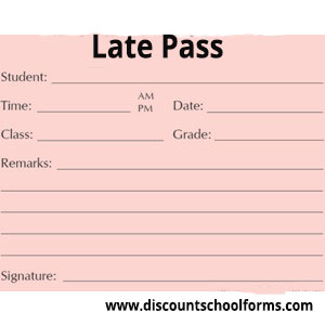 School Forms | Late Pass | Graduation Booklet: Buy Late Pass Online