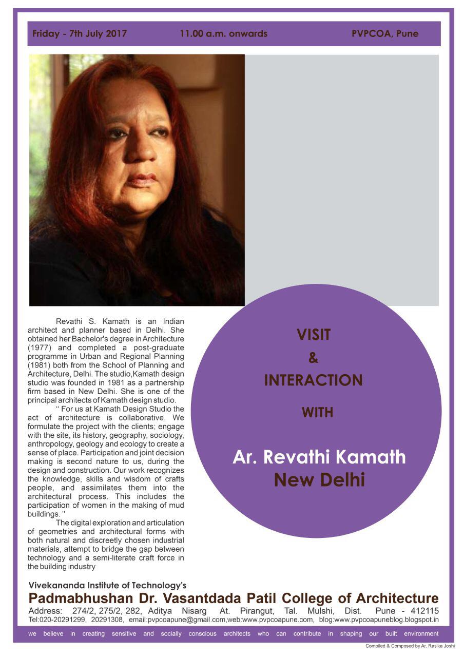 PVP College of Architecture, Pune.: Visit & Interaction : Ar. Revathi ...
