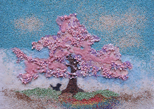 Colored sand painting by Ako Tsubaki ~ crafts and arts ideas