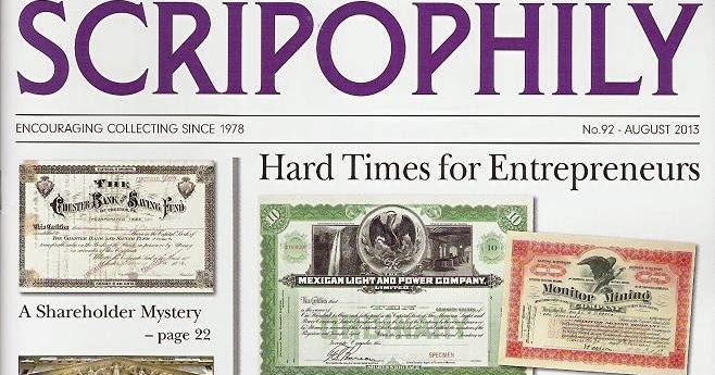 Franky's Scripophily BlogSpot: Digest of scripophily readings XII