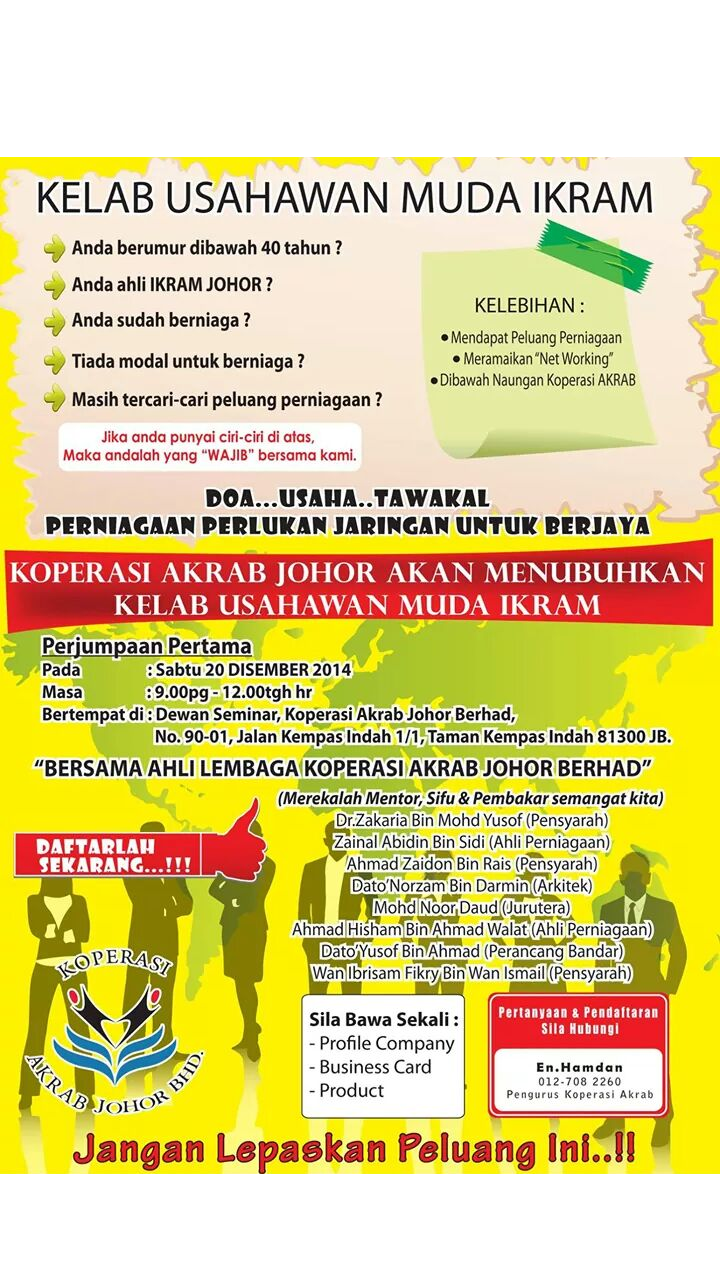 KO-AKRAB JOHOR BERHAD: Perjumpaan Kelab Usahawan Muda Ikram 20 Dis 2014 ...
