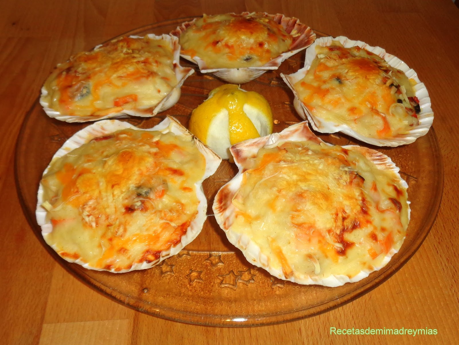 RECETAS DE MI MADRE Y MIAS: Conchas de pescado con marisco