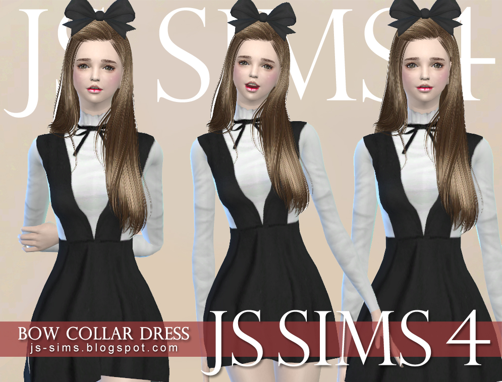 [JS SIMS 4] Bow Collar Dress－JS SIMS｜痞客邦